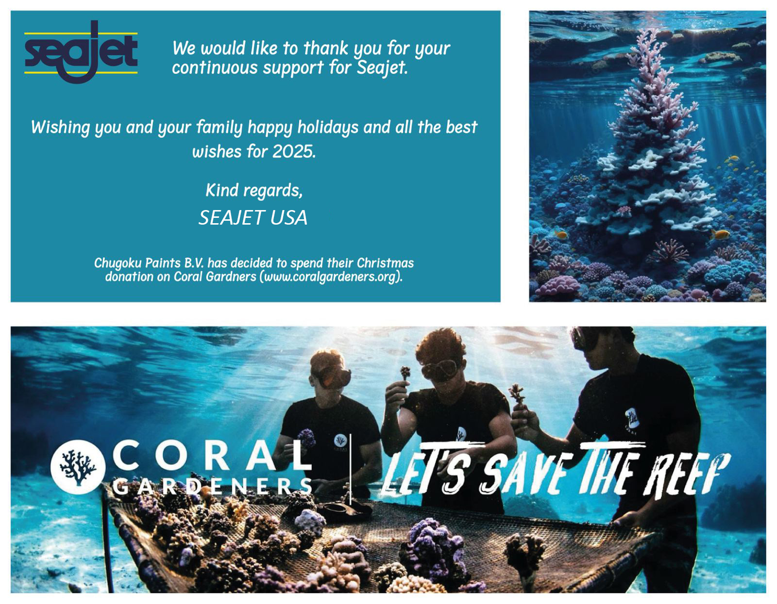 Christmas Donations on Coral Gardeners! - SEAJET USA - Boat & Yacht Bottom Paints